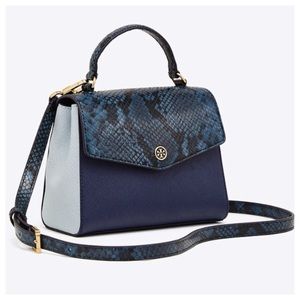 Tory Burch | Bags | Tory Burch Blue Snake Embossed Crossbody Bag Nwt ...